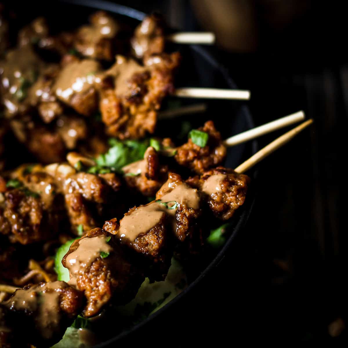 Vegan seitan satay with peanut sauce/ recipe