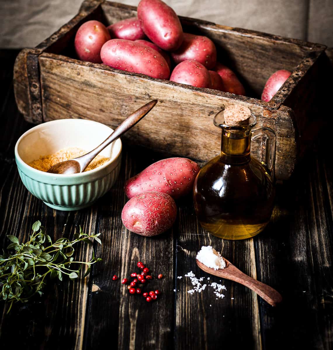 Smashed pink potatoes