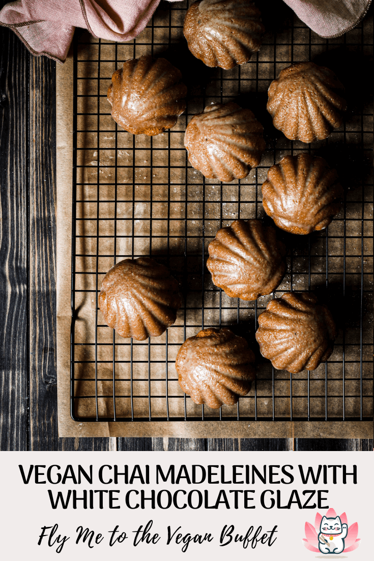 Vegan white chocolate glazed chai madeleines/ recipe